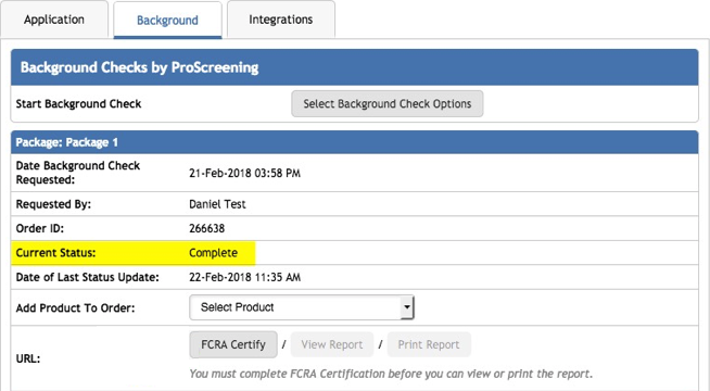 Explanation of Current Report Status – ProScreening