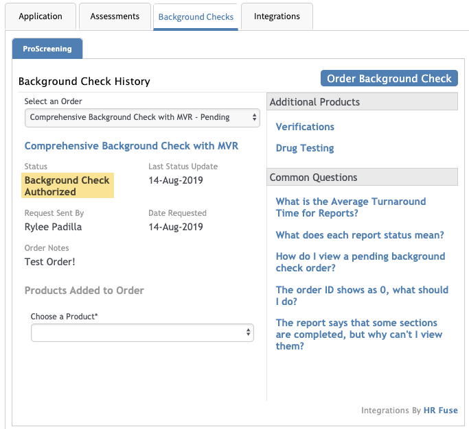 Explanation of Current Report Status – ProScreening