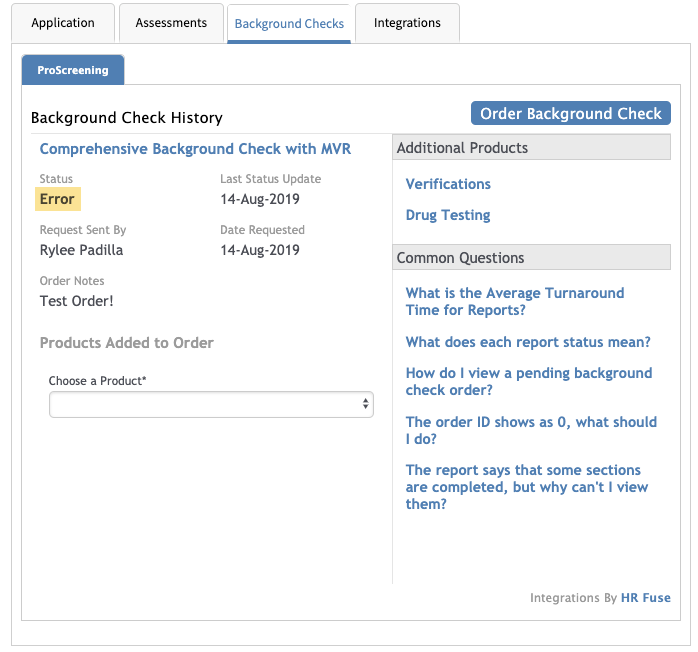 Explanation of Current Report Status – ProScreening