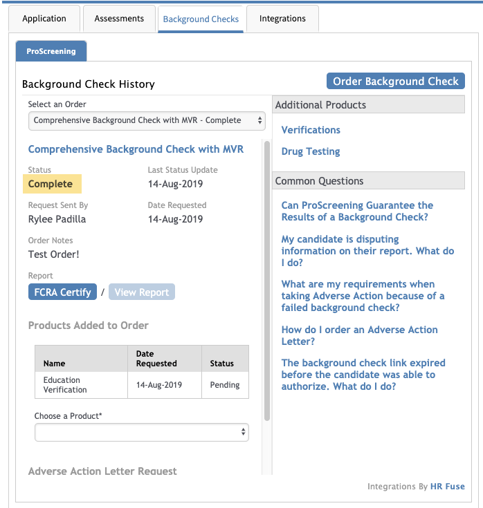 Explanation of Current Report Status – ProScreening